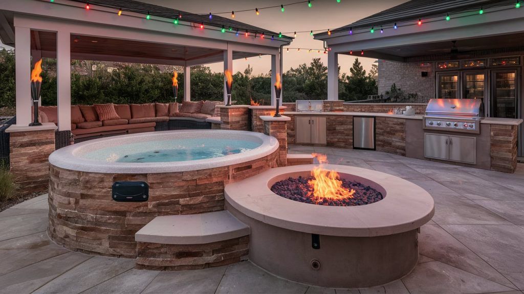 21 Amazing Hot Tub Fire Pit Combo Designs (for Inspiration)